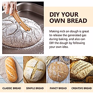 Healeved Van with Wooden Handle, Bread Baker Turning Tool, Bread Slicer Cake Cutter, Dough Maker Cutting Tool, Acid Dough Bread Knife with Plastic Protector Cover 5 Blades