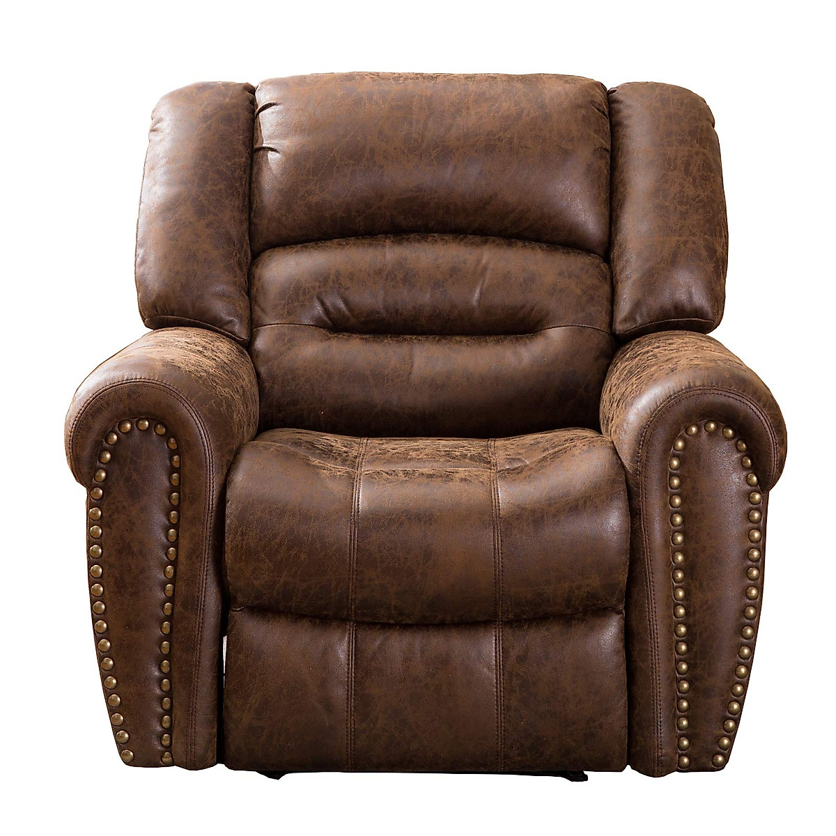 ANJ Electric Recliner Chair W/Breathable Bonded Leather, Classic Single Sofa Home Theater Recliner Seating W/USB Port (Nut Brown)