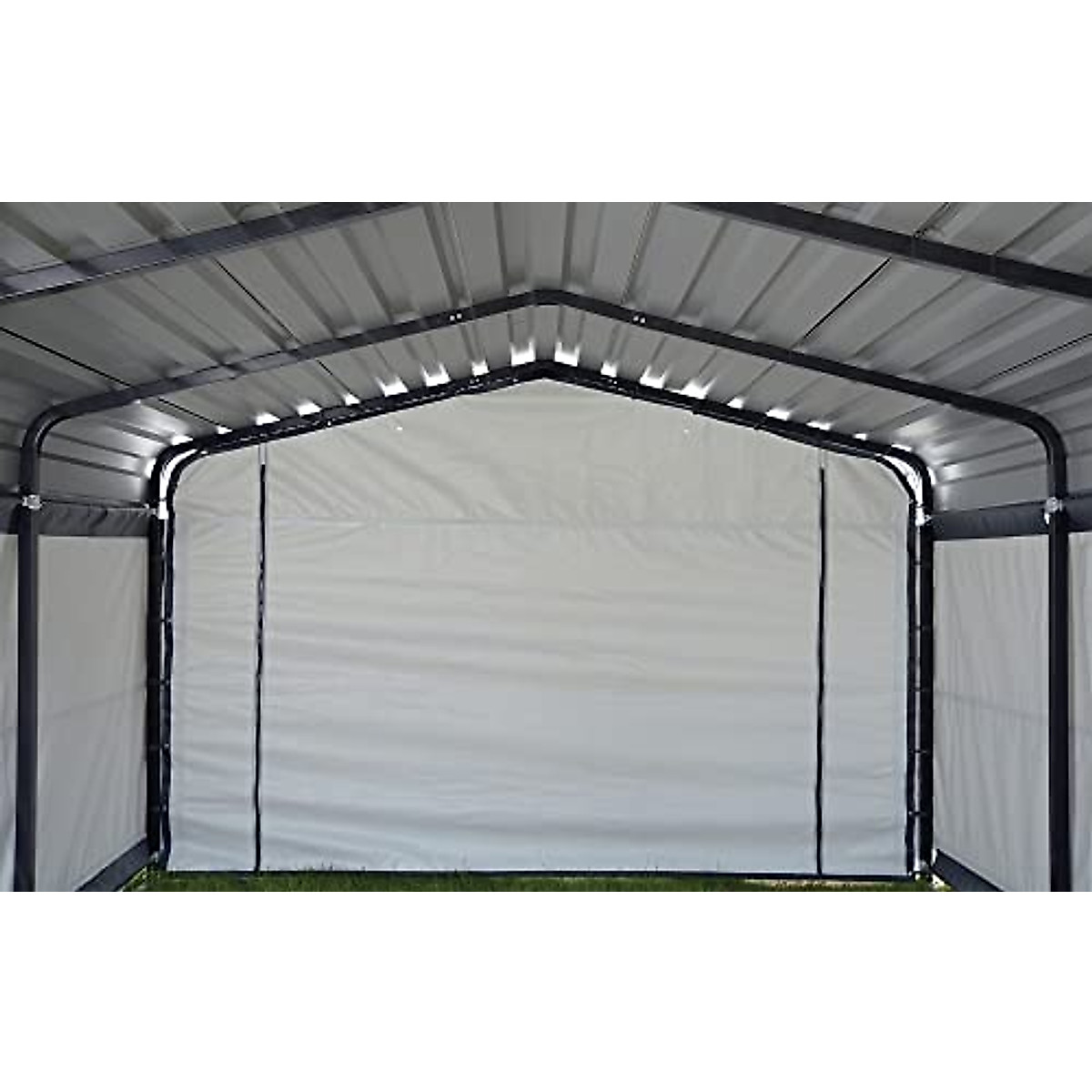 Arrow Sheds Amazon Exclusive 12' x 20' x 7' 29-Gauge Carport with Galvanized Steel Roof Panels and Enclosure Kit, Charcoal