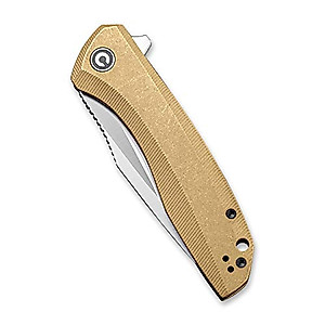 CIVIVI Baklash Flipper Pocket Knife Stonewashed Brass Handle (3.5'' 154CM) C801J