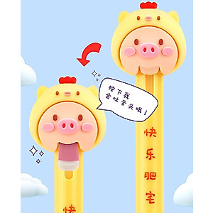 Cute Kawaii Animal Press Shape Gel Ink Pens school office supplies for girls Stationery novelty pens for kids stationary (6Pcs)