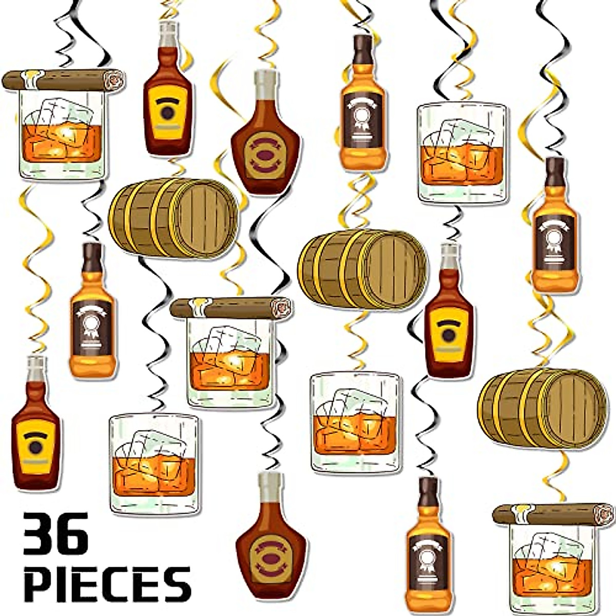 Spiral Whiskey Birthday Party Decorations for Men Aged to Perfection Party Supplies Beer Party Decorations Cheers and Beers Theme Hanging Swirls Streamers 50th 40th 30th Birthday Decorations for Party
