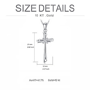 SISGEM 10K Real Gold Cross Necklace for Women Teen Girls, White Gold Cubic Zirconia Cross Pendant Necklace Cross Jewerly Gifts for Birthday Christmas 16+1+1 inch (10K-White)