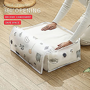 Hexuu Large Capacity Clothes Storage Bag Organizer with Strong Zippers for store Clothes, Quilts, Pillows, etc. , Made of Recycled Material (Animal x 4 Pack)
