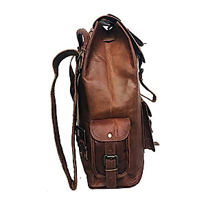 DHK 24'' Genuine Leather Vintage Handmade Casual Day-pack Cross body Messenger Laptop Backpack Travel Rucksack