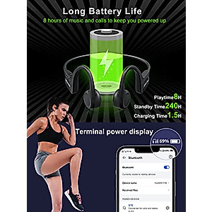 Siniffo Upgraded Bone Conduction Headphones Wireless Bluetooth 5.3 Open Ear Sports Earphones with Mic, Sweat Resistant Headset for Workout, Running, Gym, Hiking, Driving, Cycling, Climbing