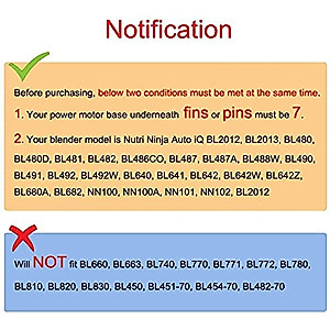 Replacement Parts for Ninja Blender 7 Fins Bottom Blade and 1 Gasket Rubber for Nutri Ninja Auto iQ BL482-30 BL492 BL642-30 NN102 BL687CO-30 BL2013