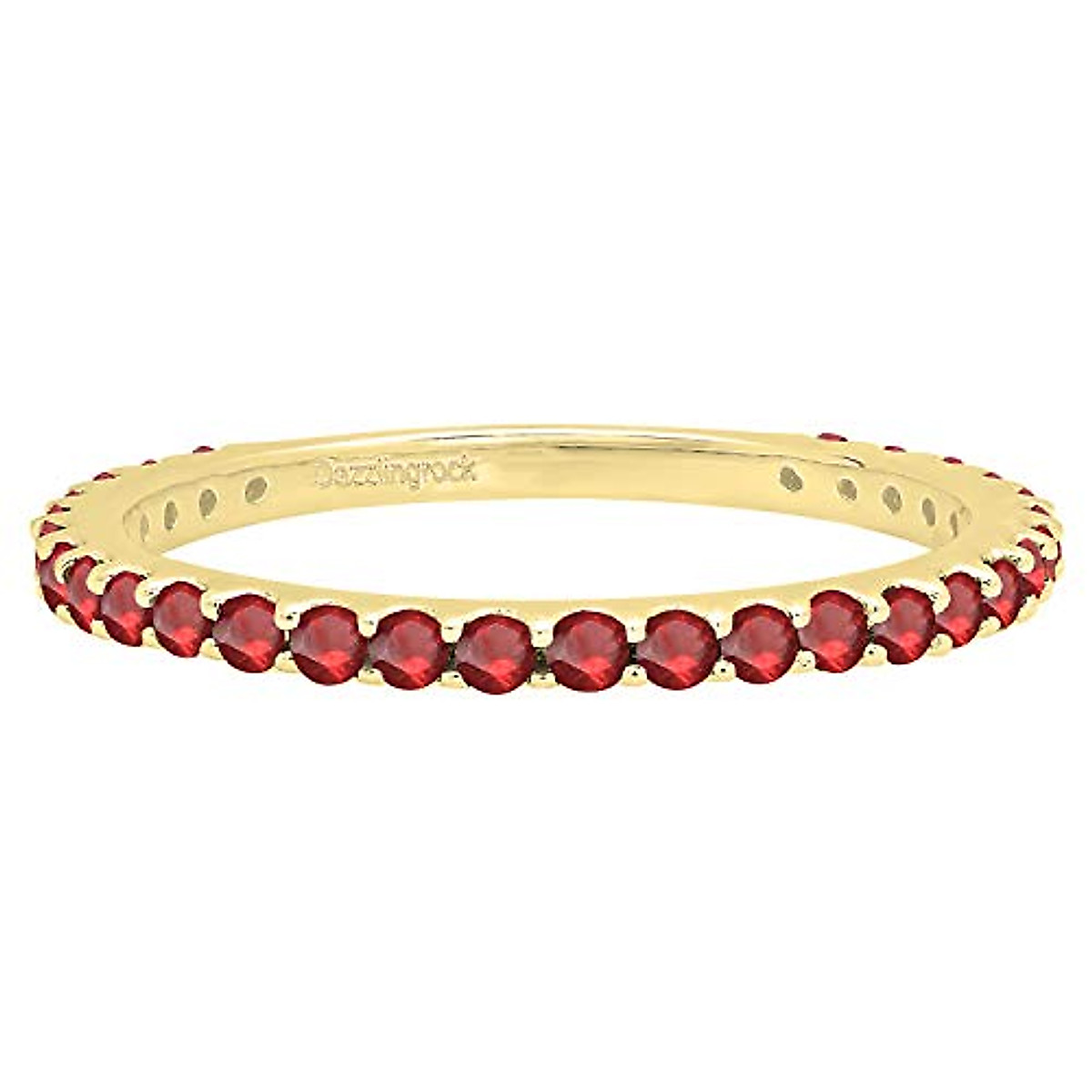 Dazzlingrock Collection Round Ruby Eternity Stackable Wedding Band for Women (0.52 ctw, Color Red, Clarity Highly Included) | 18K Yellow Gold, Size 6.5
