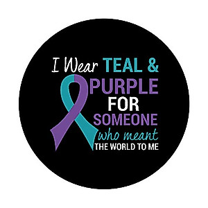 Semicolon Teal & Purple Ribbon Suicide Awareness PopSockets Swappable PopGrip