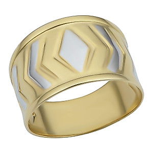 Kooljewelry 10k Two-tone Gold Polished Chevron Band Ring (size 9)