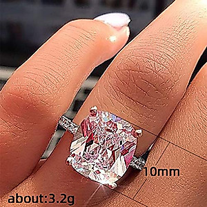 1. Fashion Classic Four Prong White Square Diamond 4 Carat 3A Zircon Proposal Engagement Ring For Women (6)