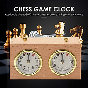 Feilengs Chess Timer Wooden, Mechanical Chess Clock, Professional Master Tournament Analog Chess Clock Timer, Portable Countdown Clock for Board Games