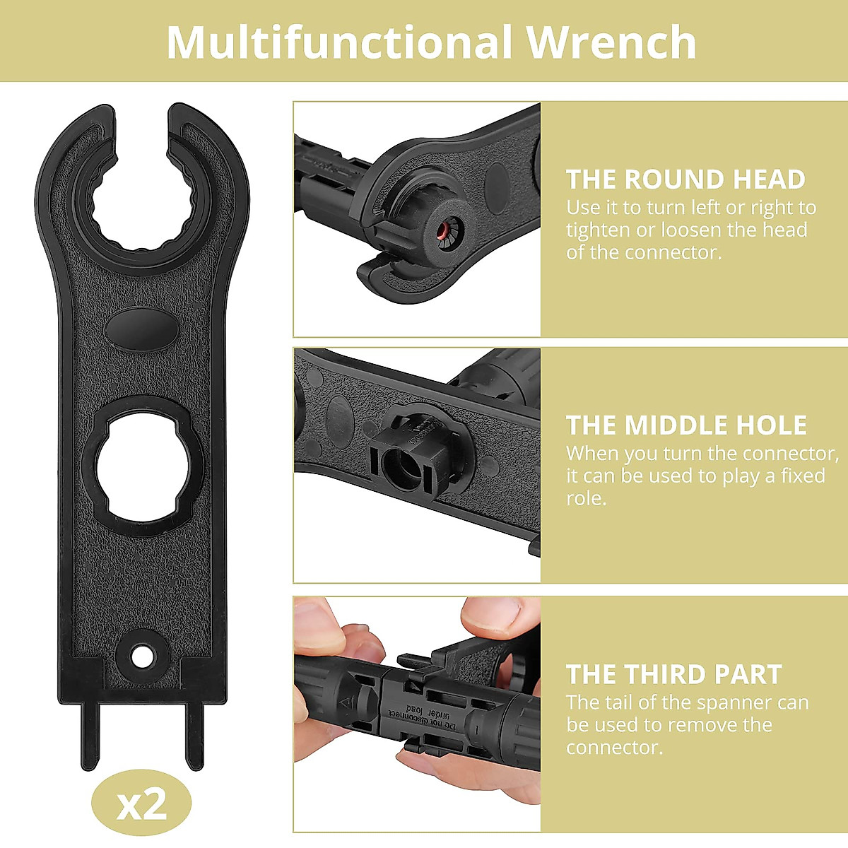 Anbte Solar Crimping Tool, Solar Crimper Wire PV Crimping Tool for 14-10AWG 2.5-6mm² Solar Panel Cables, 6 Pair Male Female Connectors 1 Pair Wrench, for Solar Photovoltaic System PV system