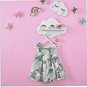 Hanger Rack, Cloud Shelves Cloud Shape Wood Floating Shelf White Floating Shelves Wall Mount Display Board Coat Hanger Storage Rack Nursery Accessories