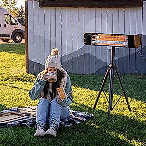 MAXOAK Infrared Patio Heater 1500W Electric Space Heater, Outdoor&Indoor Heater,IP65,Tip-over Protection,Remote Control,Stand/Wall/Ceiling Mounted for Bedroom,Balcony,Courtyard, Garage