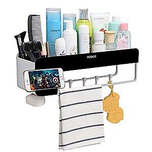 iHEBE Adhesive Bathroom Shelf Storage Organizer Wall Mount No Drilling Shower Shelf Kitchen Storage Basket Rack Shelves Shower Caddy