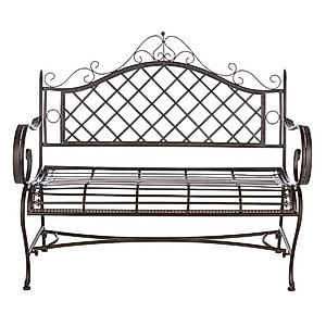 SAFAVIEH PAT5017B Outdoor Collection Abner Rustic Brown Wrought Iron 46-inch Garden Bench
