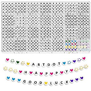 ARTDOT Letter Beads for Jewelry Bracelets Making, 1400 PCS 28 Styles Alphabet Smiley Face Heart Beads kit Crafts for Girls