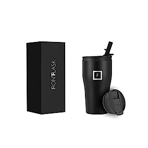 IRON °FLASK Rover Tumbler 2.0-16 Oz, 2 Lids Vacuum Insulated Stainless Steel Bottle, Modern Double Walled, Drinking Cup Simple Thermo Travel Mug, Hydro Water Metal Canteen Midnight Black