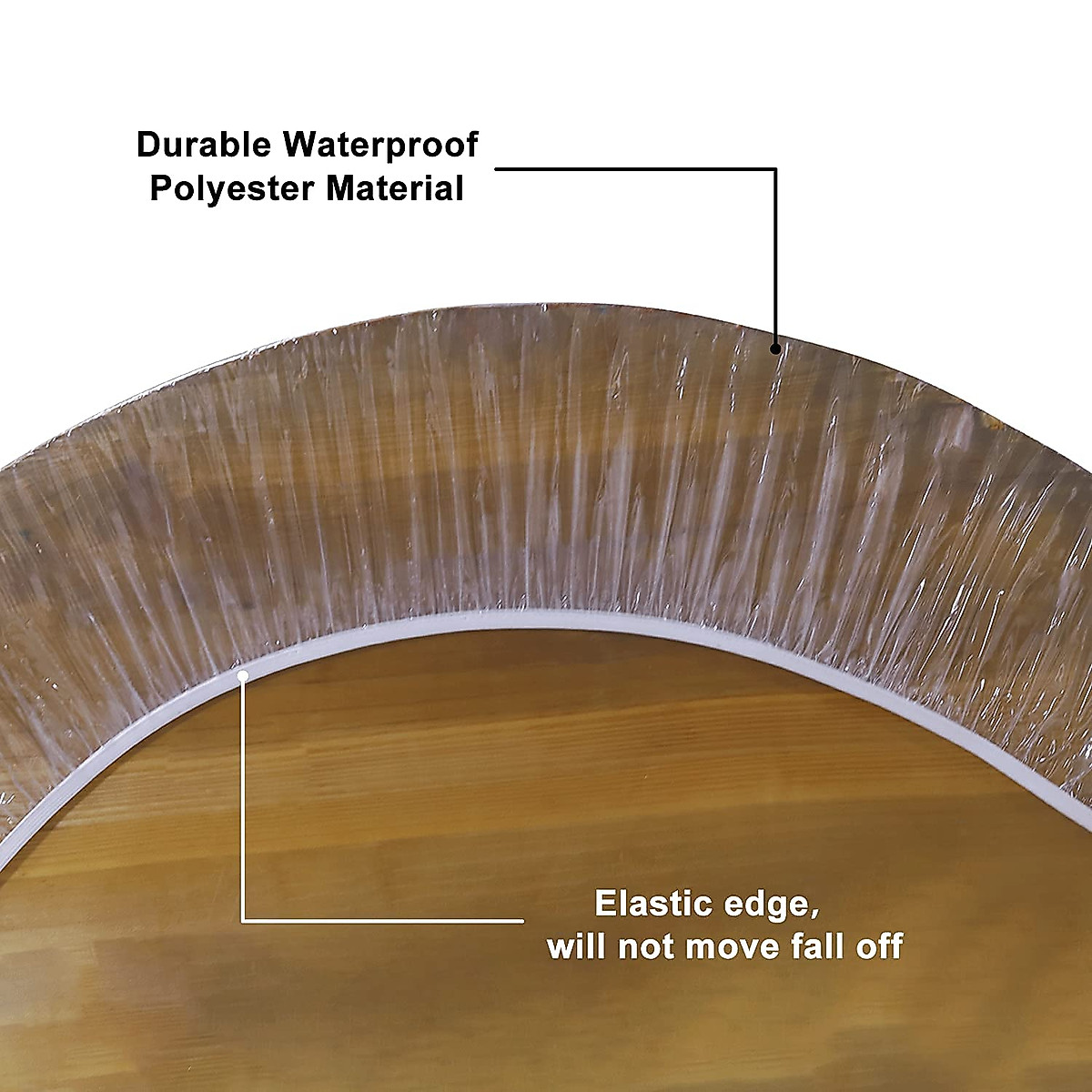 FGSAEOR Round Tablecloth, Vinyl Fitted Table Cover with Flannel Backing Elastic Edge, Waterproof Wipeable Patio Table Cloths for Round Table (56 Inch Round Tight Fit, Clear)