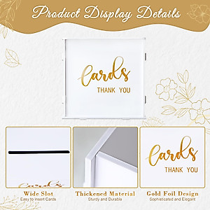 CYAOOI White Wedding Card Box with Slot, PVC Gift Card Box Holder for Wedding Reception, Gold Print Money Envelope Card Box for Party Graduation Birthday Baby Shower Decorations