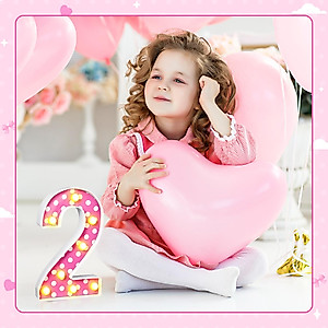 Glooglitter Mouse Birthday Decorations Marquee Light up Number Glowing Mouse Number Sign for 1st 2nd 3rd Boy Girl Kid Birthday Party Decorations Table Centerpieces Bedroom Wall Decor(Pink Number 2)