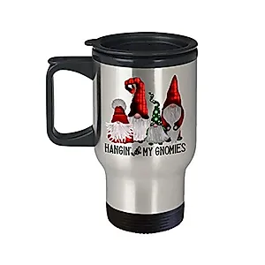 Gnome Travel Mug Hanging With My Gnomies Funny Coffee Christmas Cup German Scandinavian Gnomes Gift for Men and Women
