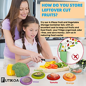 4 Pack Reusable Silicone Food Storage Containers - Avocado Saver & Onion Storage, BPA-Free, Fruit and Vegetable Anti-Oxidation Storage Box, Prevent Flavor Mixing, Fresh Pod for Fridge, Keep Fresh