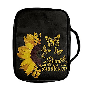 SCRAWLGOD Sunflower Butterfly Print Bible Cover Case for Women Girls Teens Scripture Bag Book Protective,Bible Tote Bag Book Cover, Bible Accessories, Christian Gifts