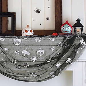 Seasons Disney The Nightmare Before Christmas Jack Skellington Cheesecloth Decorative Fabric, 6 ft x 1.5 ft,Black and Silver