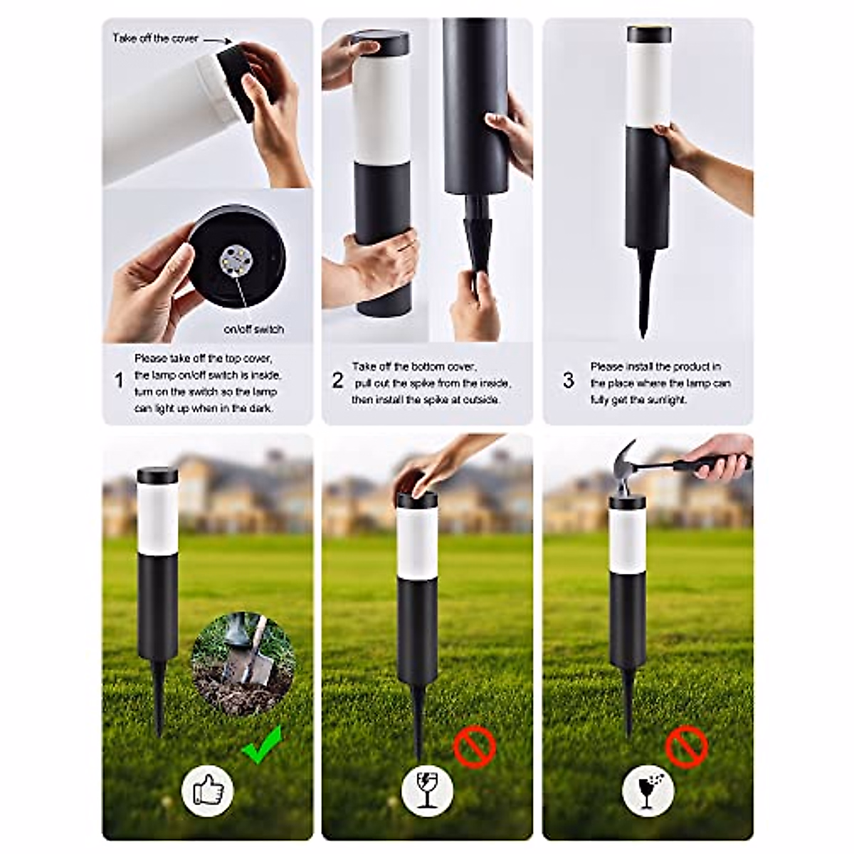 Carpdiem Solar Garden Lights, 2 Pack 1200mAh Battery Solar Outdoor Lights Waterproof,Landscape Lighting,Solar Pathway Lights Outdoor for Yard,Path,Driveway,Walkway,Cold White