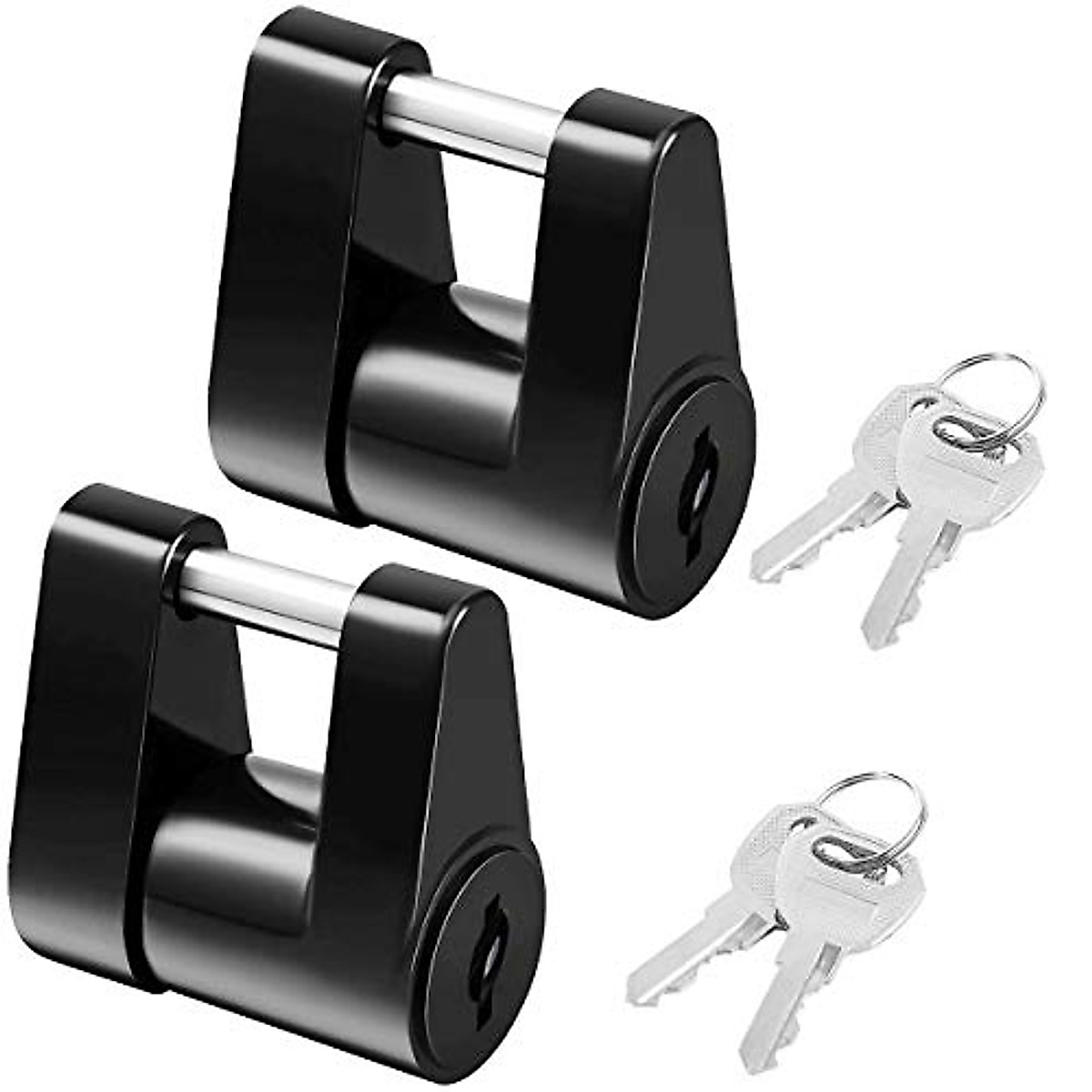 LCGP 2PCS Black Trailer Hitch Coupler Locks, Dia 1/4 Inch, 3/4 Inch Span Boat RV Truck Car's Coupler