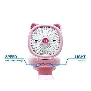 Shelbybox Wrist Fan for Kids Boys Girls, Small Portable Wearable Watch Fan with Comfortable Wrist Strap, USB Rechargeable, Built in Colorful LED Lights, Fashion Compact Summer (Pink)