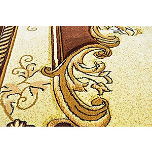 PlanetRugs Glamour Design 206 3D Hand Carved Traditional Rug Oriental Floral 7'9''x10'8'' Brown Chocolate