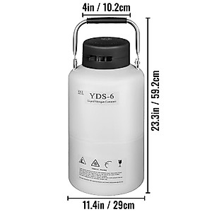 Vevor Liquid Nitrogen Tank 6L Aluminum Alloy Liquid Nitrogen Dewar Static Cryogenic Container Liquid Nitrogen Container with 6 Canisters and Carry Bag (6L): Industrial & Scientific