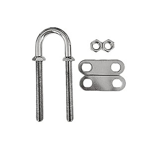 Boat U Bolt Stern Bow Eye Tie Down, Marine Stainless Steel with Hex Nuts and Washers, 4-1/2 in Overall Length, 3/8 in Stock, 3 in Thread Length (2 Pcs)