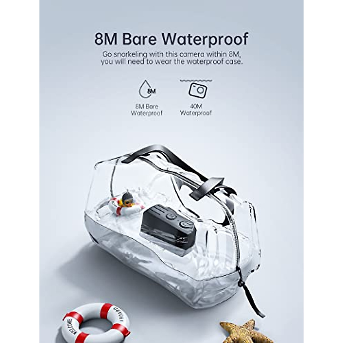 WOLFANG GA400 Action Camera 4K 60FPS Bare Metal Waterproof Underwater Camera 3.0 EIS Stabilization WiFi Helmet Camera (Remote Control, 2x1350mAh Batteries and Accessory Kit)