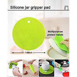 4 Pack Jar Opener for Weak Hands,Jar Opener for Seniors with Arthritis，with 5 in 1 Bottle Opener, 4 in 1 Can Opener, Jar Gripper Pad and Bottle Opener Keychain (White green)