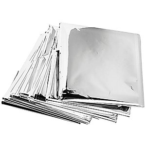 Science Purchase 20 Pack Emergency Mylar Thermal Blankets, 54" x 84", Silver,Large, 73MYLARPK20