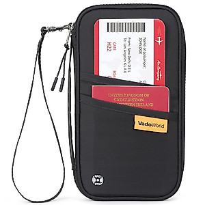 vadoworld Family Passport Holder Wallet, RFID Blocking, Travel Essential for Men and Women, Travel Document Organizer (Black)