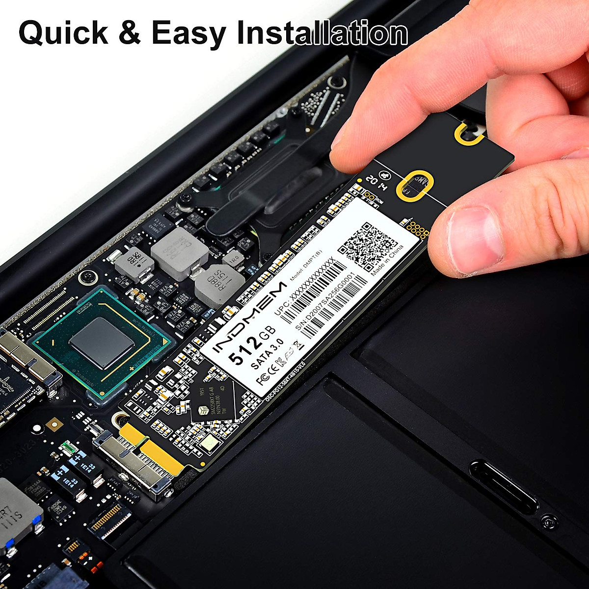 INDMEM AHCI SATA SSD 512GB 3D TLC Flash Drive Upgrade for MacBook Air Mid 2012 A1465 (EMC 2558), A1466 (EMC 2559)