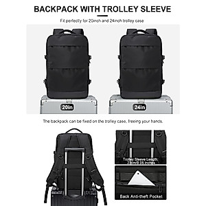 VGCUB Carry on Backpack,Large Travel Backpack for Women Men Airline Approved Gym Backpack Waterproof Business Laptop Daypack with Shoe Compartment, Black