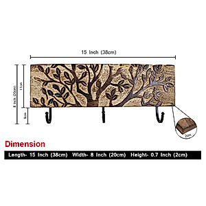 Ajuny Wooden Decorative Key Cloth Hook Holder for Wall for Car Keys, Handbags, Towel, Entryway, Mudroom, Kitchen Home Decor Gifts