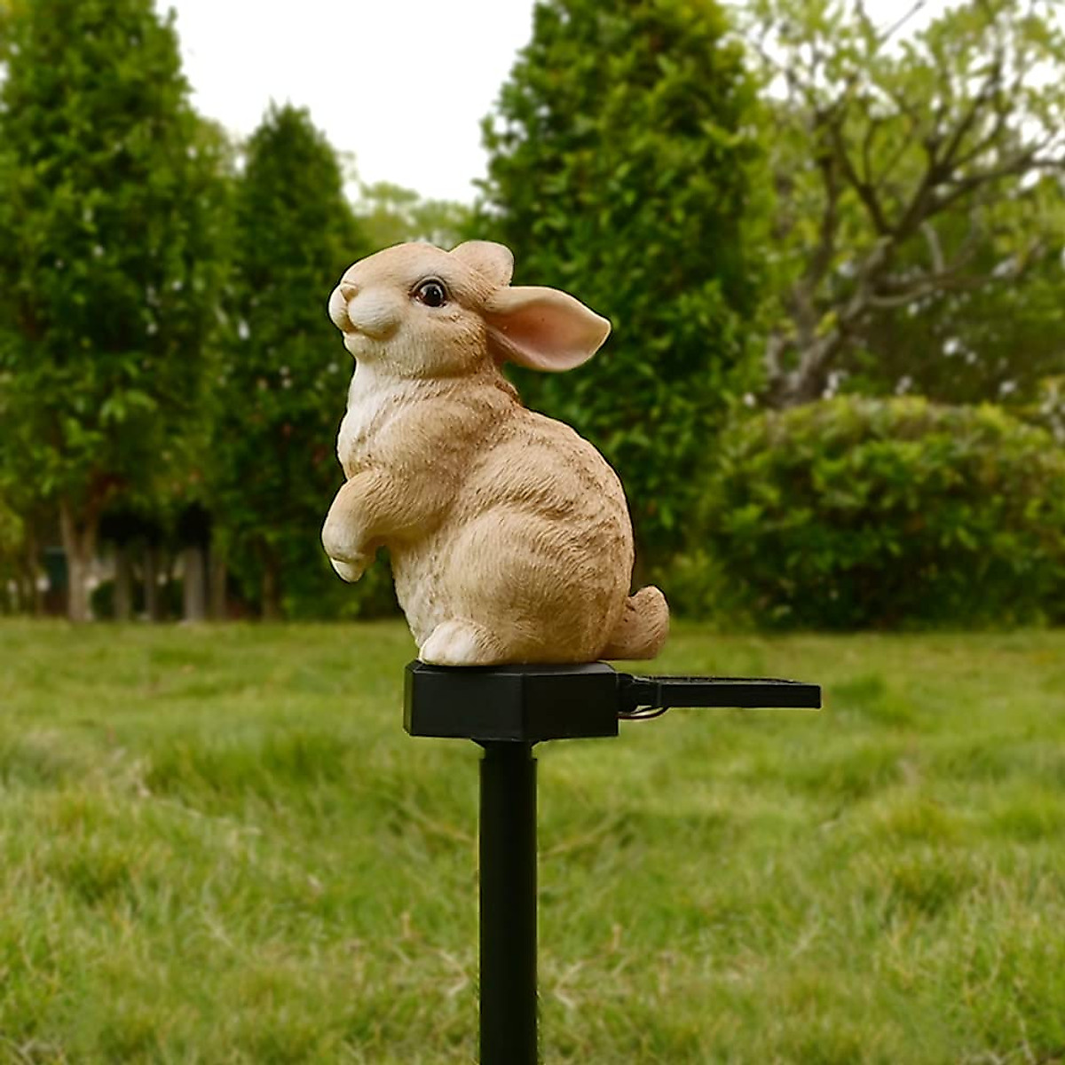 Juliahestia Rabbit Garden Ornaments Bunny Decor Solar Outdoor Statue ...