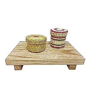 Laual Designs Small Wooden Riser Plant Stand | Rustic Home Décor Pedestal Stand | Handmade Bathroom Decor | Soap Tray | Wood Stand | Decorative Tray Kitchen Décor Farmhouse Decor | Natural