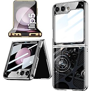 TECHY for Samsung Z Flip 5 Case Ultra-Thin Electroplated Glass Protective Cover for Samsung Galaxy Z Flip 5 Case, Mechanic