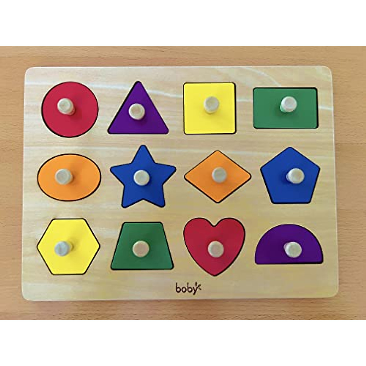 Dailyfunn Montessori Toy Shape Peg Puzzles Baby Puzzle 12-18-24 Months with Knob for Infant-Toddlers 1-3