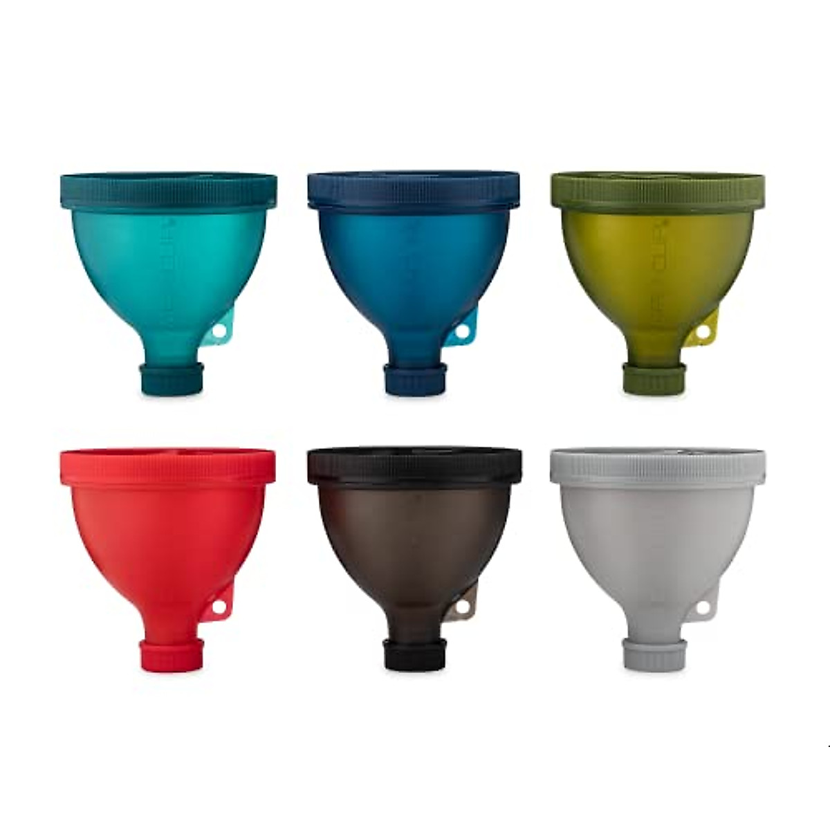 ProStand [6 Pack] - Funnels w/Stand for Filling Water Bottles with Protein Powder, Supplement Container Set to Go or Kitchen Use, Keychain for Shaker Cup