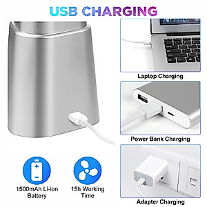 chemotex Fly Fan for Tables Rechargeable Fly Fans for Food Keeps Flies Away Fly Repellent Fans for Outdoor Table Top Bug Repellent Fan with Holographic Blades for Picnic (Silver, 3Packs)