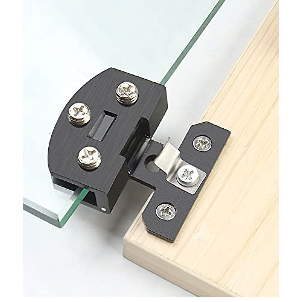 90 Degree Glass Door Hinge Cabinet Display Cabinet Wine Cabinet Clip Hinge Black (5-8 mm) (1 Pair (=2 Pieces))